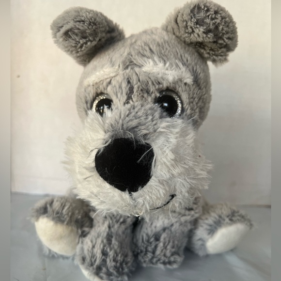 Toys | Homerbest Fluffy Gray Dog Plush Stuffed Animal Toy Silver ...